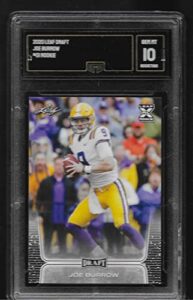 2020 joe burrow leaf draft rookie card graded gma gem mint 10#1 pick star super bowl bound quarterback