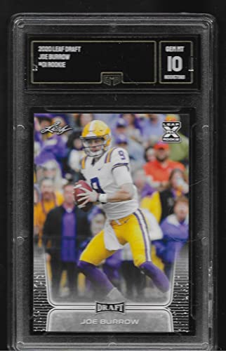 2020 JOE BURROW LEAF DRAFT ROOKIE CARD GRADED GMA GEM MINT 10#1 PICK STAR SUPER BOWL BOUND QUARTERBACK