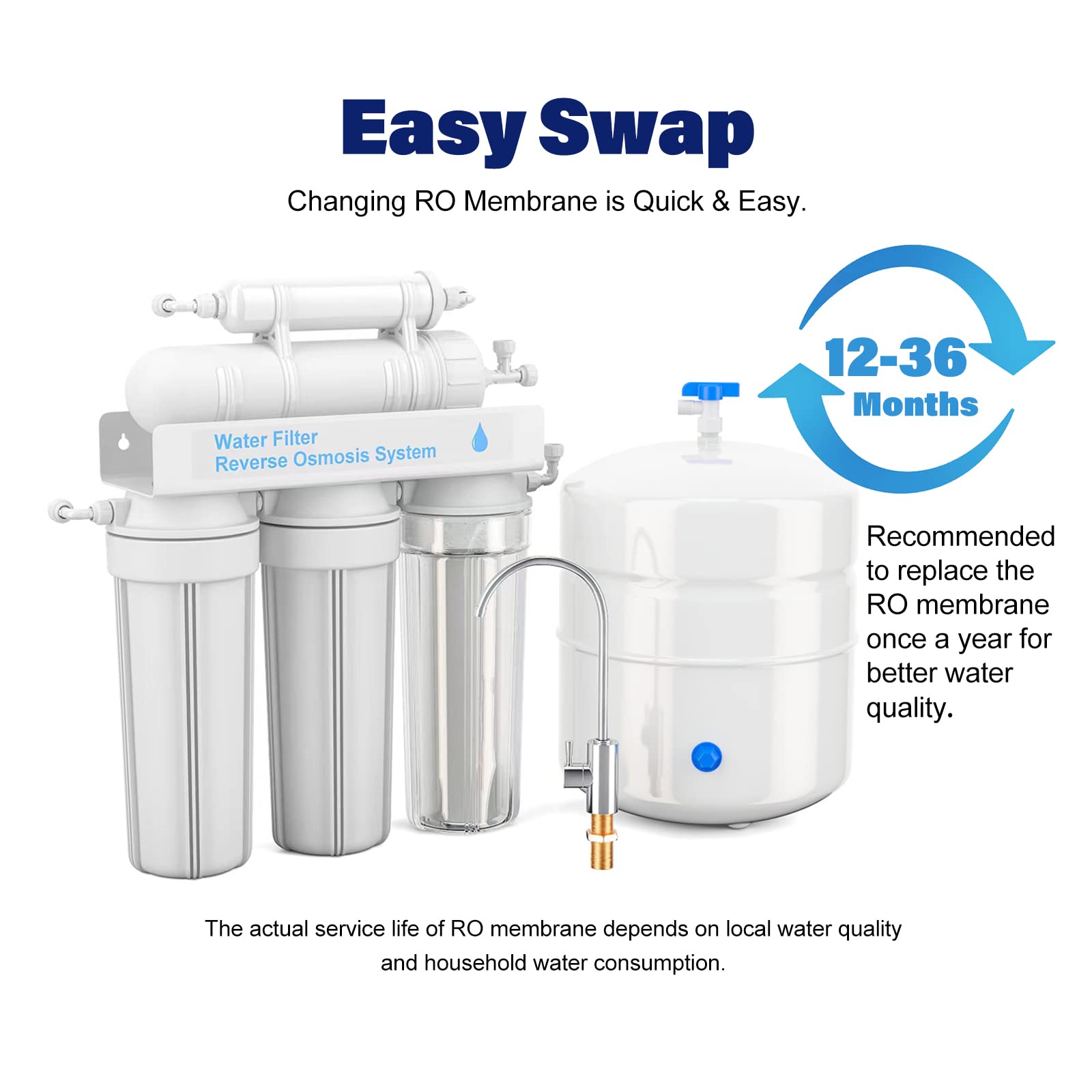 MOPUEHEL 75 GPD RO Membrane Filter Replacement, Reverse Osmosis Membranes, Compatible for iSpring RCC7 / RCC7AK / RCC7P / RCC7P-AK / RCC7D / RCC7U, APEC ROES-UV75-SS/ROES-UV75 / ROES-PH75 (1 Pack)