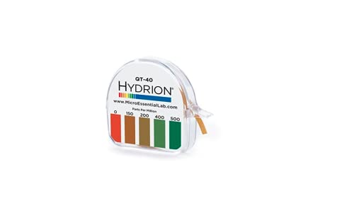 Micro Essential Labs Hydrion QT-40 Quaternary Sanitizer Test Tape 15 feet Roll Quat Color Chart 0-500 ppm Range