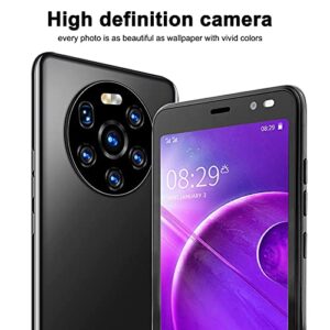 SHYEKYO Smartphone, Mate40 Pro 5.45in Dual Card Dual Standby Unlocked Cellphone, HD Large Screen Face Unlock Smartphone, for Android (Black)