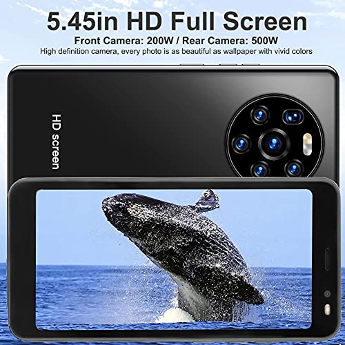 SHYEKYO Smartphone, Mate40 Pro 5.45in Dual Card Dual Standby Unlocked Cellphone, HD Large Screen Face Unlock Smartphone, for Android (Black)