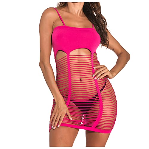 wodceeke Womens Exotic Corset Chemise Bodysuit Bralette Nightwear juguetes sexual para sexo en pareja Plus Size Lingerie for Women for Sex Naughty Play 701 (Hot Pink, Free Size)