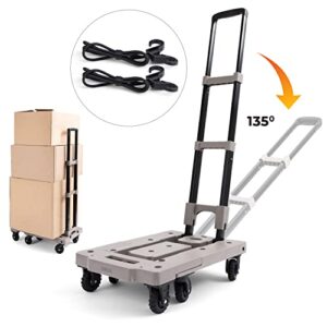 Hand Truck, COREFLEX Folding Hand Truck Foldable with 7 Wheels 500lbs Heavy Duty Hand Truck Dolly Adjustable Handle for Luggage, Travel, Moving, Shopping, Personal and Office