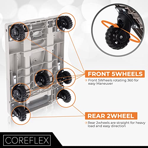 Hand Truck, COREFLEX Folding Hand Truck Foldable with 7 Wheels 500lbs Heavy Duty Hand Truck Dolly Adjustable Handle for Luggage, Travel, Moving, Shopping, Personal and Office