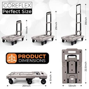 Hand Truck, COREFLEX Folding Hand Truck Foldable with 7 Wheels 500lbs Heavy Duty Hand Truck Dolly Adjustable Handle for Luggage, Travel, Moving, Shopping, Personal and Office