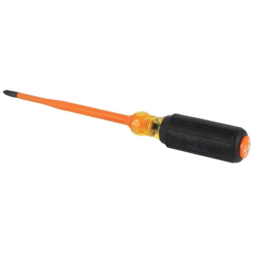 Klein Tools 6936INS Insulated Screwdriver, 1000V Slim Profile Tip, #2 Phillips with 6-Inch Shank, Cushion-Grip Handle