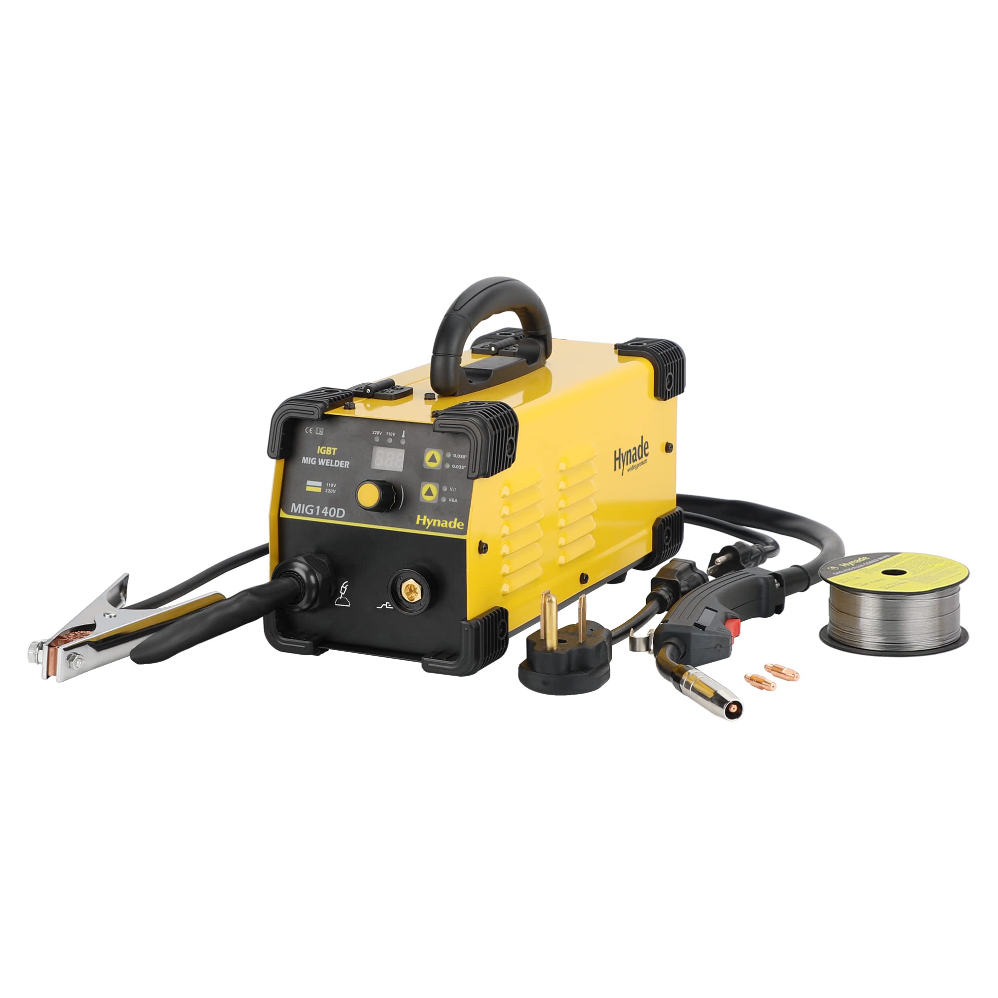 hynade Mig Welder, MIG140D Mig Welding Machine, Dual Voltage 110/220V Gasless Flux Wire Welding Machine (MIG140D)