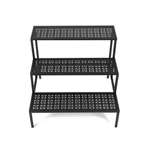 3-tier metal plant stand indoor - tiered outdoor plant holder for flower pot display, garden ladder shelf flower step mofesun (straight)