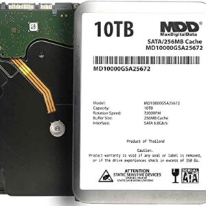 MaxDigitalData (MD10000GSA25672) 10TB 7200RPM SATA 6Gb/s 256MB Cache 3.5inch Internal Desktop Hard Drive - 3 Years Warranty (Renewed)