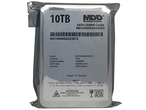 MaxDigitalData (MD10000GSA25672) 10TB 7200RPM SATA 6Gb/s 256MB Cache 3.5inch Internal Desktop Hard Drive - 3 Years Warranty (Renewed)