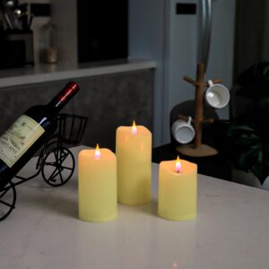 Bighfue Flameless Candles Battery Operated Candles Led Candles Pillar Candle Flame 3 Packs(D3 x H4 5" 6") with Flickering led Candles Flames & 10-Key Remote