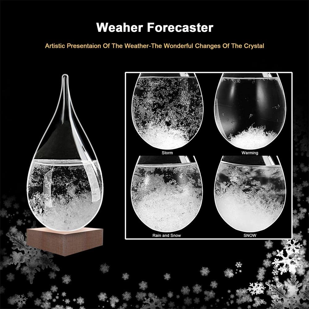 TOTPP Storm Glass Weather Station Weather Forecaster, Stylish and Creative Drop-Shaped Glass Barometer, Home and Office Decorative Glass Bottles, Christmas Gift (S),clear