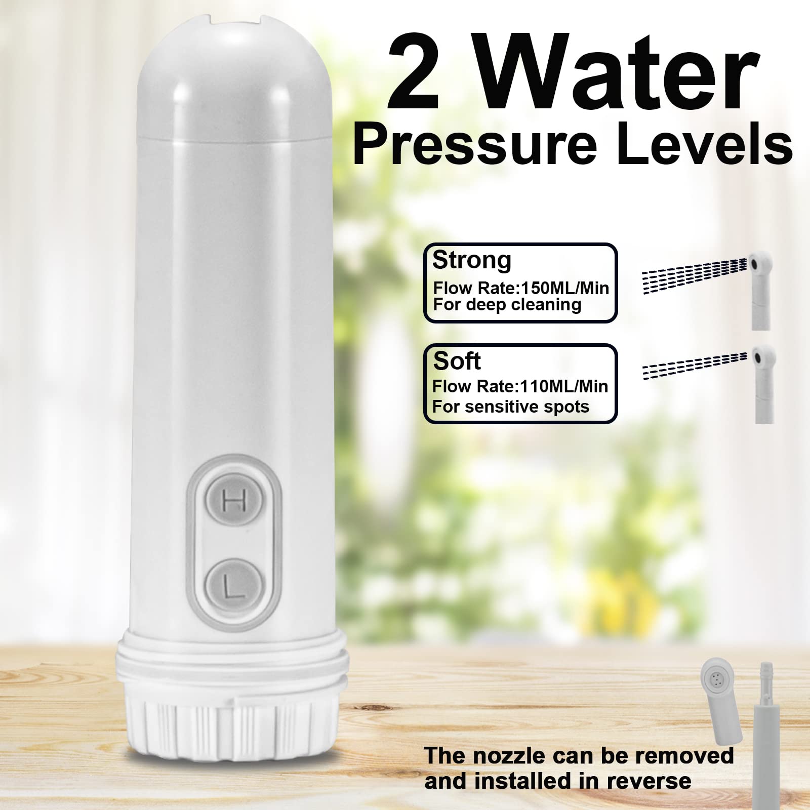 Portable Bidet - Mini Foldable Handheld Personal Travel Bidet with 2 Pressure Options Electric Sprayer Toilet for Personal Hygiene Cleaning/Soothing Postpartum Care/Perineal & Hemmoroid Treatment