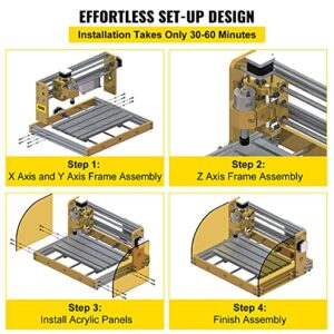 VEVOR CNC Router Machine, 3018-PRO w/GRBL Offline Control, Limit Switches & Emergency-Stop, PCB PVC Wood leather Engraving Machine, Dustproof Safe Acrylic Baffle, XYZ Working Area 300 x 180 x 45mm