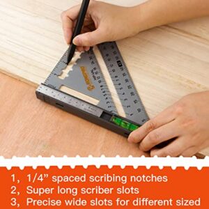 RONGPRO Multifunctional Rafter Square, 7 Inch Triangle Carpenter Square Metal Alloy, Rafter Square Layout Tool