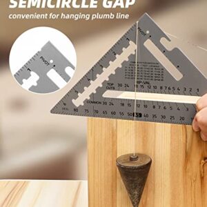 RONGPRO Multifunctional Rafter Square, 7 Inch Triangle Carpenter Square Metal Alloy, Rafter Square Layout Tool