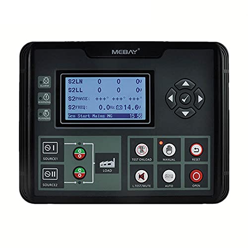 YOKDEN ATS520 Generator Genset Controller Panel ATS Controller Control Auto Transfer Switch Dual Power DC 8V-36V AC 90-280V Single Phase Three Phase 3.5” LCD Screen