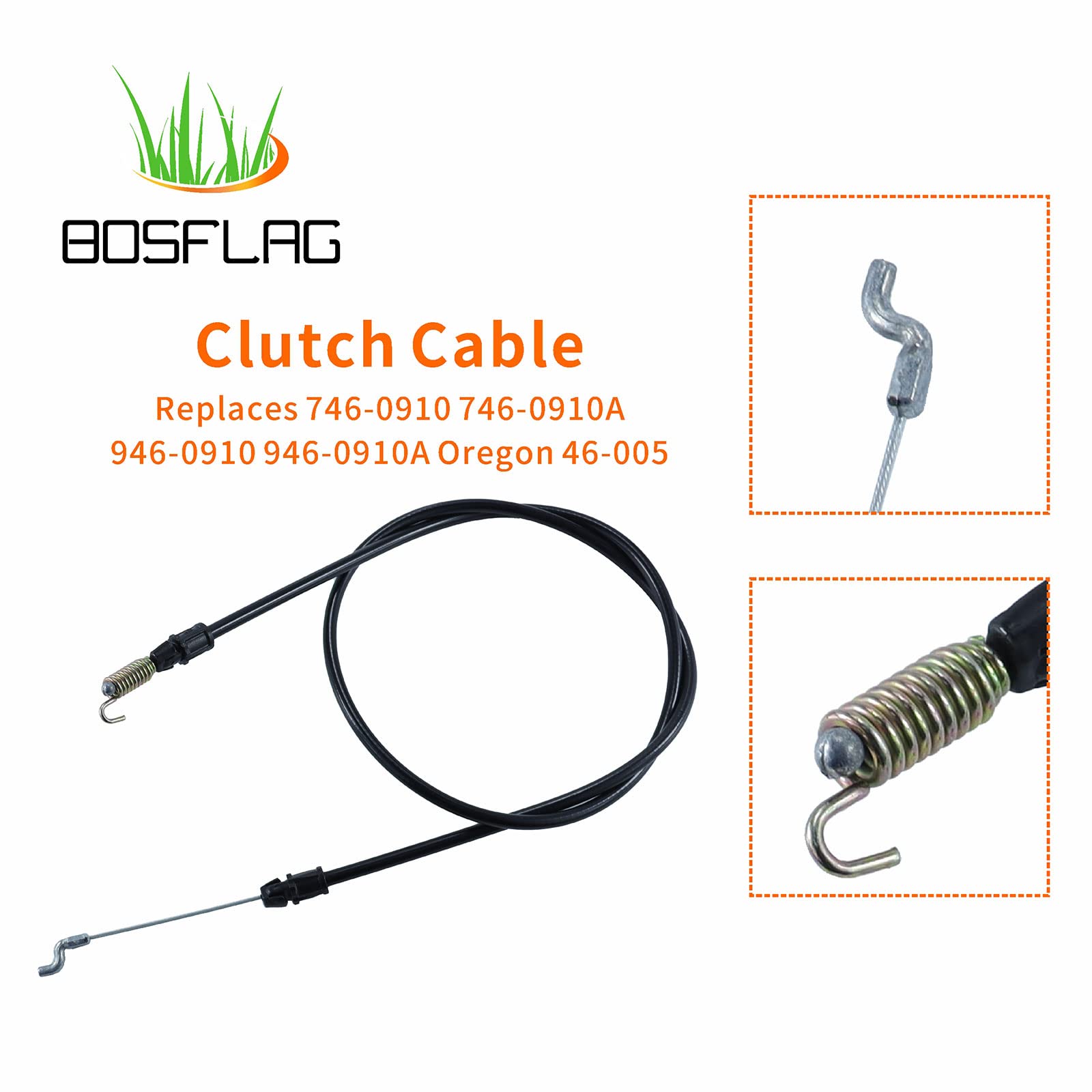 BOSFLAG 946-0910a Clutch Control Cable Replaces MTD 946-0910a Clutch Cable, 946-0910, 946 0910A, 746-0910a Cable, 746-0910, 746 0910 for MTD SB45, SB55, Troy-Bilt 521, 721 Squall 5&7HP 21" Snowblowers