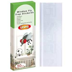 lfsys 50 pack window fly traps, fruit fly traps for indoors, fly paper sticky strips, fly traps for indoors clear