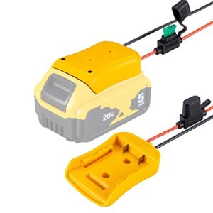 power wheel adapter for dewalt 20v battery with fuse & wire terminals，work with for dewalt dcb205 dcb206 dcb200 lithium battery；power wheel battery converter for rc car, robotics, rc truck,diy use