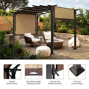 SUNA OUTDOOR Pergola 12 x 9 Ft Patio Gazebo, Outdoor Patio Sun Shelter Steel Frame Pergola Retractable Canopy Shade for Backyard, Beige