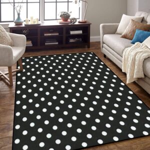 epongekit area rug non-slip floor mat black and white seamless polka dot pattern indoor outdoor living room kids room bedroom carpet runner rug home decor doormat yoga mat patio mat, 47x63inch