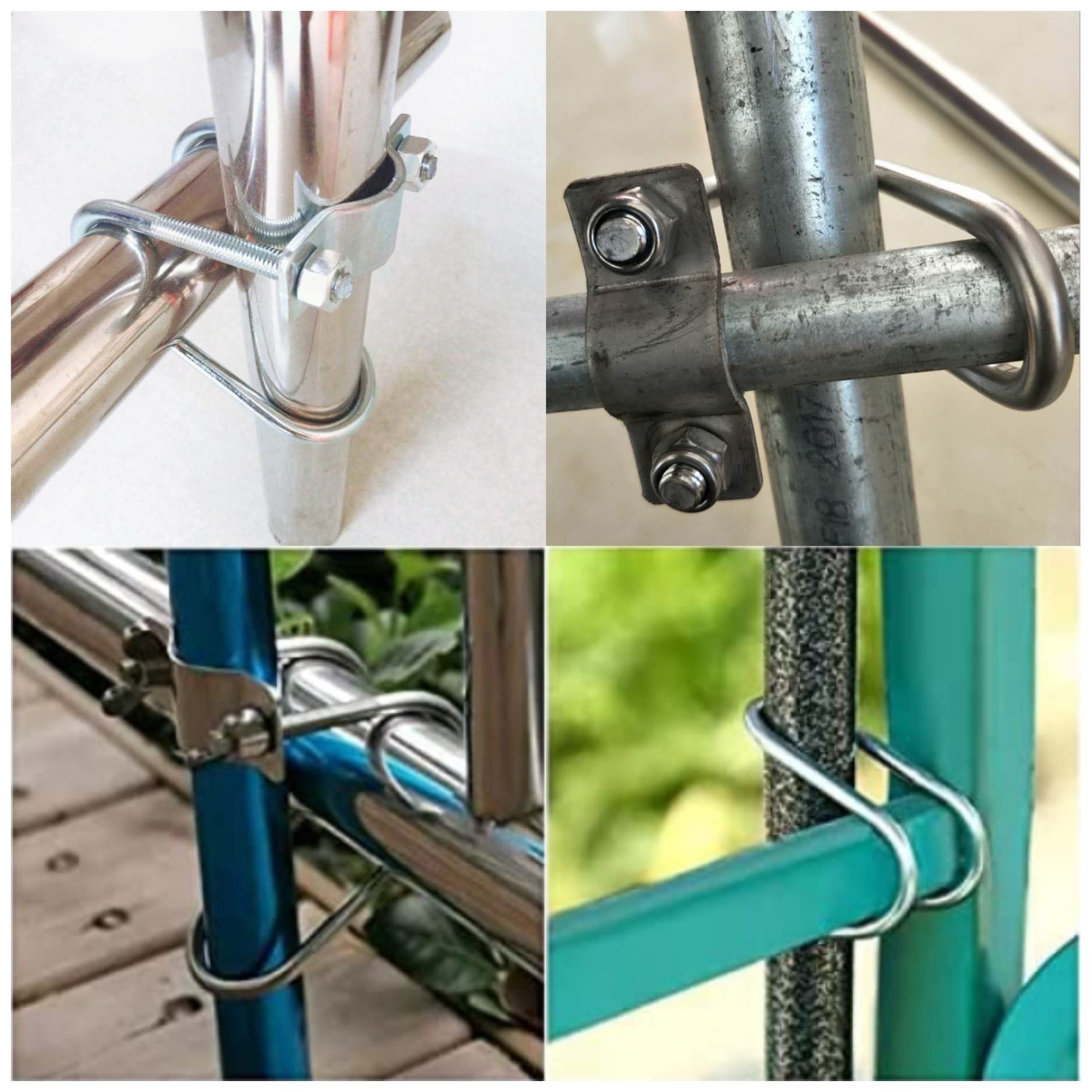 ZHENXIN Mini Cross Tube Holder for Patio Umbrella,Double U-Bolt Clamp for Parasols, Flags and Fishing Rods on Railing, Fences, Terraces, Gardens, Benches or Shipboards (4 Packs)