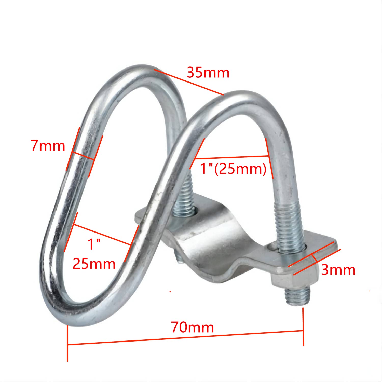 ZHENXIN Mini Cross Tube Holder for Patio Umbrella,Double U-Bolt Clamp for Parasols, Flags and Fishing Rods on Railing, Fences, Terraces, Gardens, Benches or Shipboards (4 Packs)