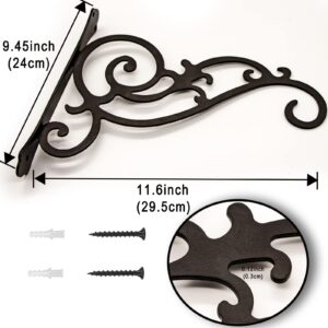 GSY 2 Pcs Hanging Plant Bracket 12-Inch,Wall Hook Hanging Plant Brackets,Black Iron Plants Indoor/Outdoor Planter Hangers Hooks,for Hanging Lanterns,Bird Feeders,Wind Chimes,Planters