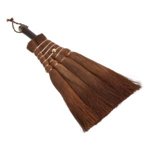 Hemoton Hand Broom Soft Natural Palm Bristles Small Whisk Broom Desk Cleaning Brush for Indoor Outdoor (Light Brown)