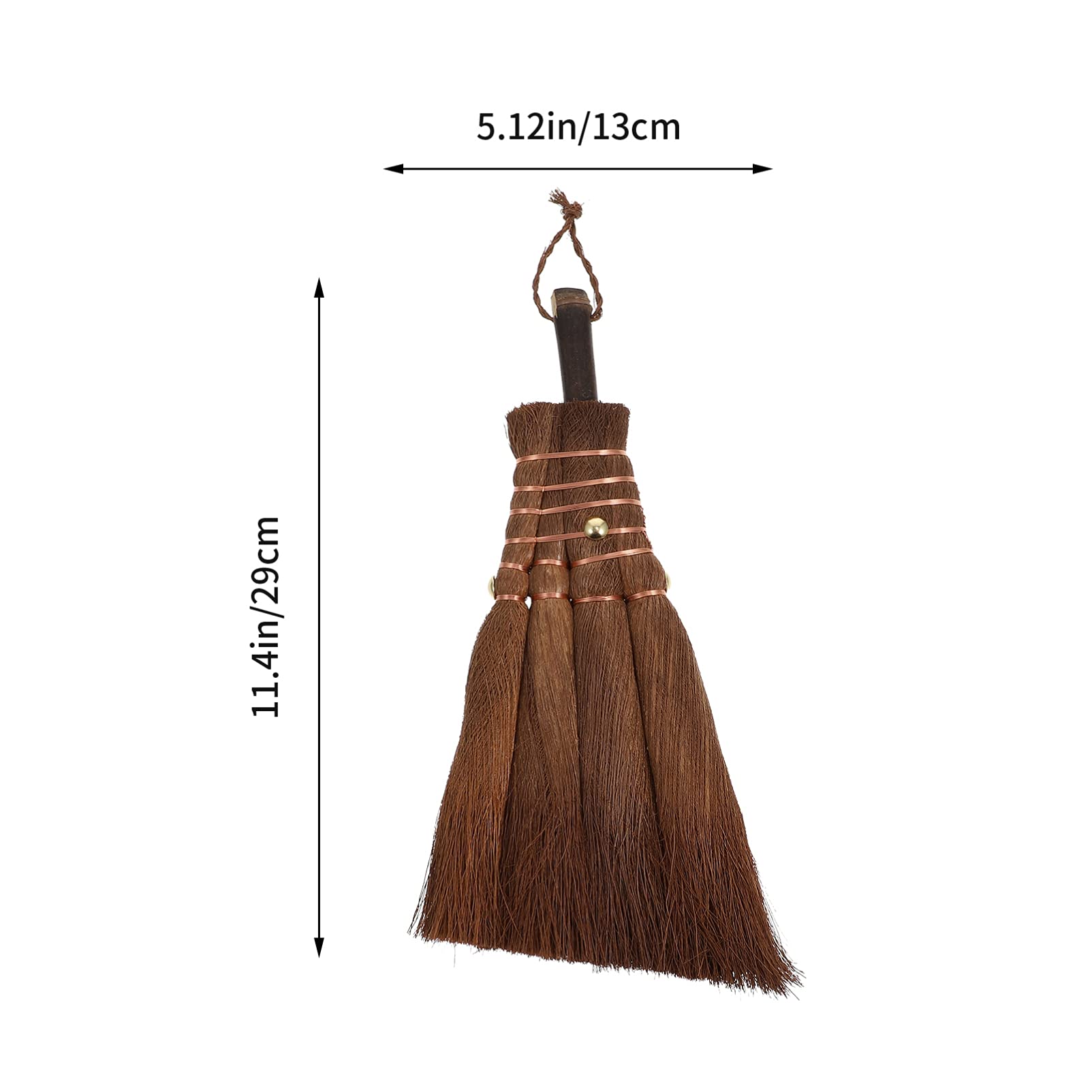 Hemoton Hand Broom Soft Natural Palm Bristles Small Whisk Broom Desk Cleaning Brush for Indoor Outdoor (Light Brown)