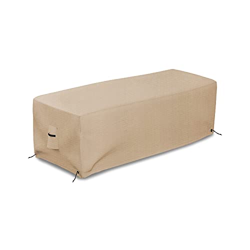 Covers & all Rectangle Fire Pit Cover 600 D Polyester Oxford Fabric - Water Repellent Outdoor Rectangular Fire Table Cover with Padded Handles, Air Pockets & Drawstring (48"W X 25"D X 18"H)