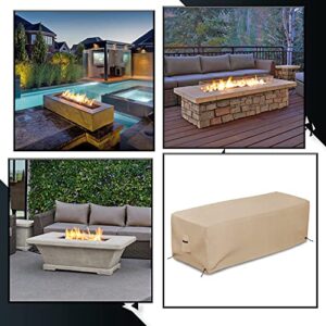 Covers & all Rectangle Fire Pit Cover 600 D Polyester Oxford Fabric - Water Repellent Outdoor Rectangular Fire Table Cover with Padded Handles, Air Pockets & Drawstring (48"W X 25"D X 18"H)