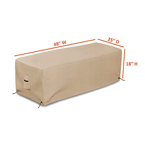 Covers & all Rectangle Fire Pit Cover 600 D Polyester Oxford Fabric - Water Repellent Outdoor Rectangular Fire Table Cover with Padded Handles, Air Pockets & Drawstring (48"W X 25"D X 18"H)