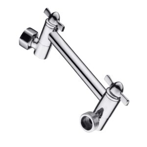 bright showers brass shower arm extender for rain and handheld shower head, 5 inch universal shower head extension arm, height & angle adjustable, chrome