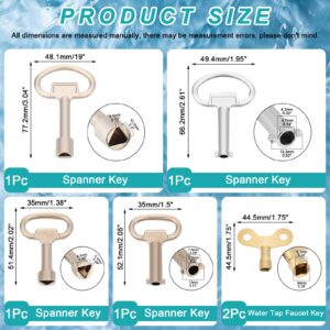 Chumia 8 Pieces Multi-functional Utility Key Kit 4 Way Sillcock Key Plated Steel Water Keys Sillcock Wrench Radator Key Garden Hose Wrench for Radiators Gas Electric Meter Boxes Faucet and Lock