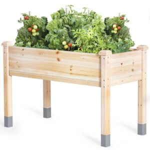 mixc wooden raised garden bed with legs, 48”l x 24”w, elevated reinforced large planter box for vegetable flower herb outdoors - beam and column structure - unmatched strength outlast