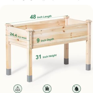 MIXC Wooden Raised Garden Bed with Legs, 48”L X 24”W, Elevated Reinforced Large Planter Box for Vegetable Flower Herb Outdoors - Beam and Column Structure - Unmatched Strength Outlast