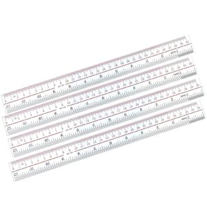 4 PCS Ruler 12 Inch, Ultra Clear Plastic Rulers, Transparent Acrylic Ruler with Inches and Centimeters, Professional 12 Inch Ruler for School, Sewing, Office, Rulers for Kids