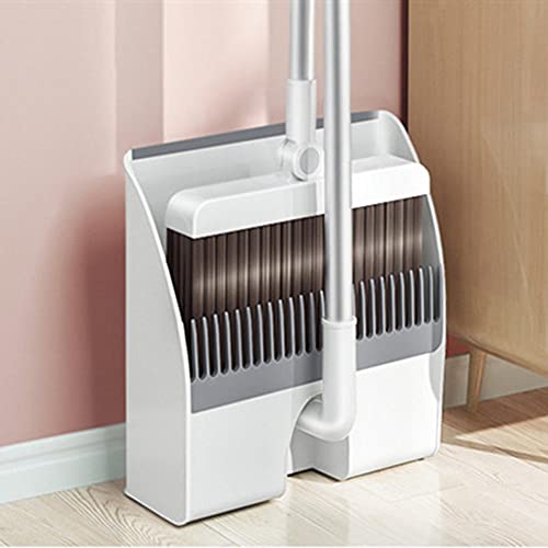 Broom, Broom Dustpan Set,Vertical Cleaning Broom and Dustpan Set, Folding Storage Broom Set, Household Floor Cleaning Products, white