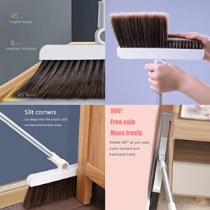 Broom, Broom Dustpan Set,Vertical Cleaning Broom and Dustpan Set, Folding Storage Broom Set, Household Floor Cleaning Products, white