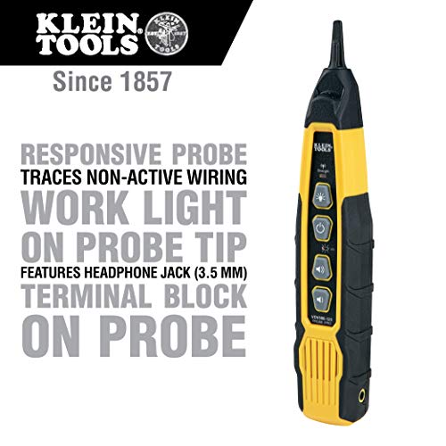 Klein Tools VDV501-851 Cable Tester Kit & VDV500-123 Cable Tracer Probe-Pro Tracing Probe with Replaceable Non-Metallic, Conductive Tip and a Light for Use in Dark Spaces