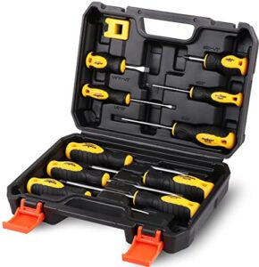 horusdy 11-piece magnetic screwdriver set with case, 5 phillips & 5 flat head tips with magnetizer demagnetizer precision screwdriver set