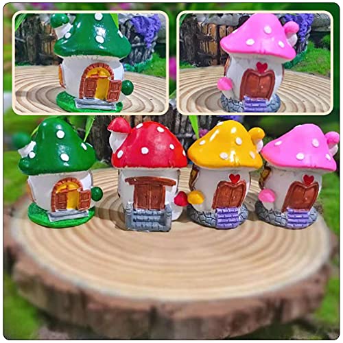 Happyyami 4 Pcs Micro Landscape Mushroom House Outdoor Garden Statues Accessories Tabletop Ornament Mini Mushroom House Mushroom Garden Statue Small Terrarium Figurine Fairy Resin Supplies