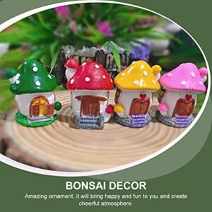 Happyyami 4 Pcs Micro Landscape Mushroom House Outdoor Garden Statues Accessories Tabletop Ornament Mini Mushroom House Mushroom Garden Statue Small Terrarium Figurine Fairy Resin Supplies