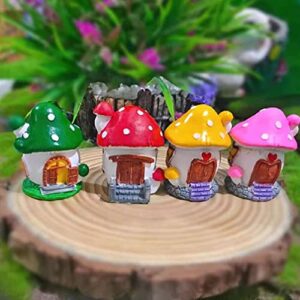 Happyyami 4 Pcs Micro Landscape Mushroom House Outdoor Garden Statues Accessories Tabletop Ornament Mini Mushroom House Mushroom Garden Statue Small Terrarium Figurine Fairy Resin Supplies