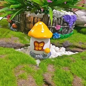 Happyyami 4 Pcs Micro Landscape Mushroom House Outdoor Garden Statues Accessories Tabletop Ornament Mini Mushroom House Mushroom Garden Statue Small Terrarium Figurine Fairy Resin Supplies