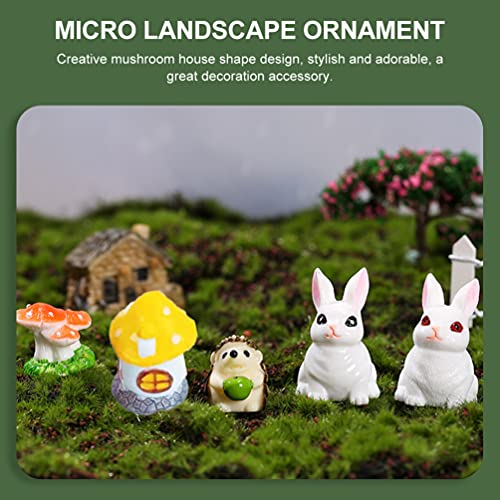 Happyyami 4 Pcs Micro Landscape Mushroom House Outdoor Garden Statues Accessories Tabletop Ornament Mini Mushroom House Mushroom Garden Statue Small Terrarium Figurine Fairy Resin Supplies