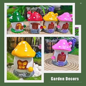 Happyyami 4 Pcs Micro Landscape Mushroom House Outdoor Garden Statues Accessories Tabletop Ornament Mini Mushroom House Mushroom Garden Statue Small Terrarium Figurine Fairy Resin Supplies